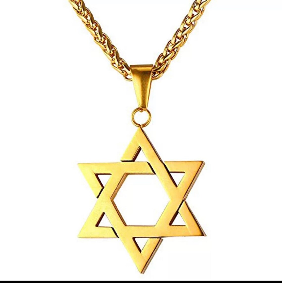 Star of David Pendant & Necklace Chain Stainless Steel Gold Color ...