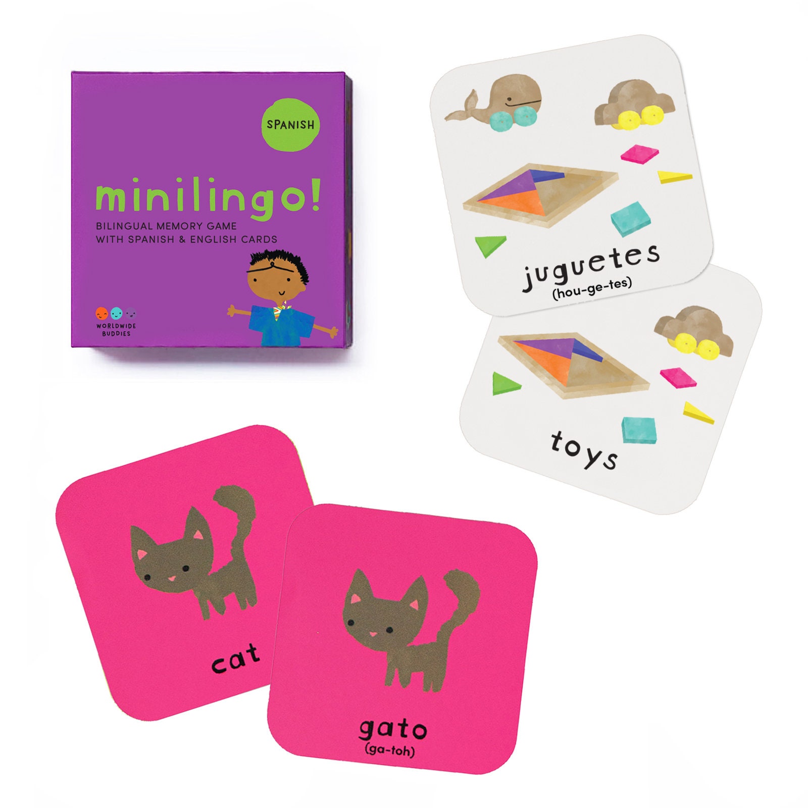 Spanish/english Bilingual Flashcards: Minilingo Memory Card Game | Kids ...