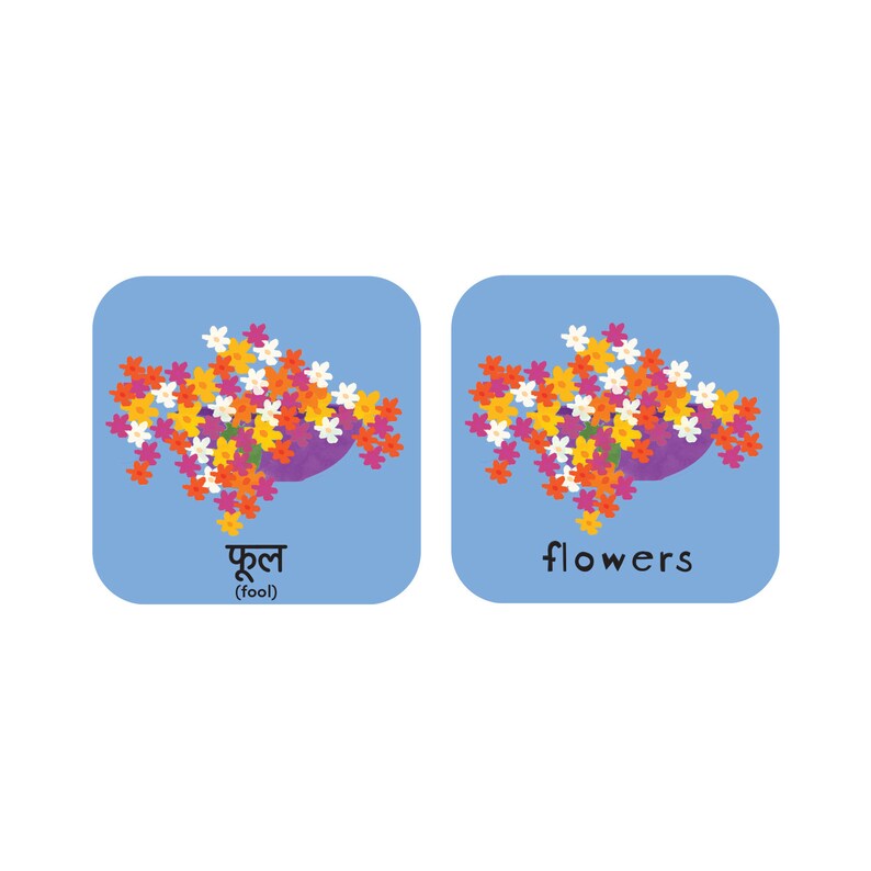 Hindi English Bilingual Flashcards: Montessori Learning Cards - Etsy