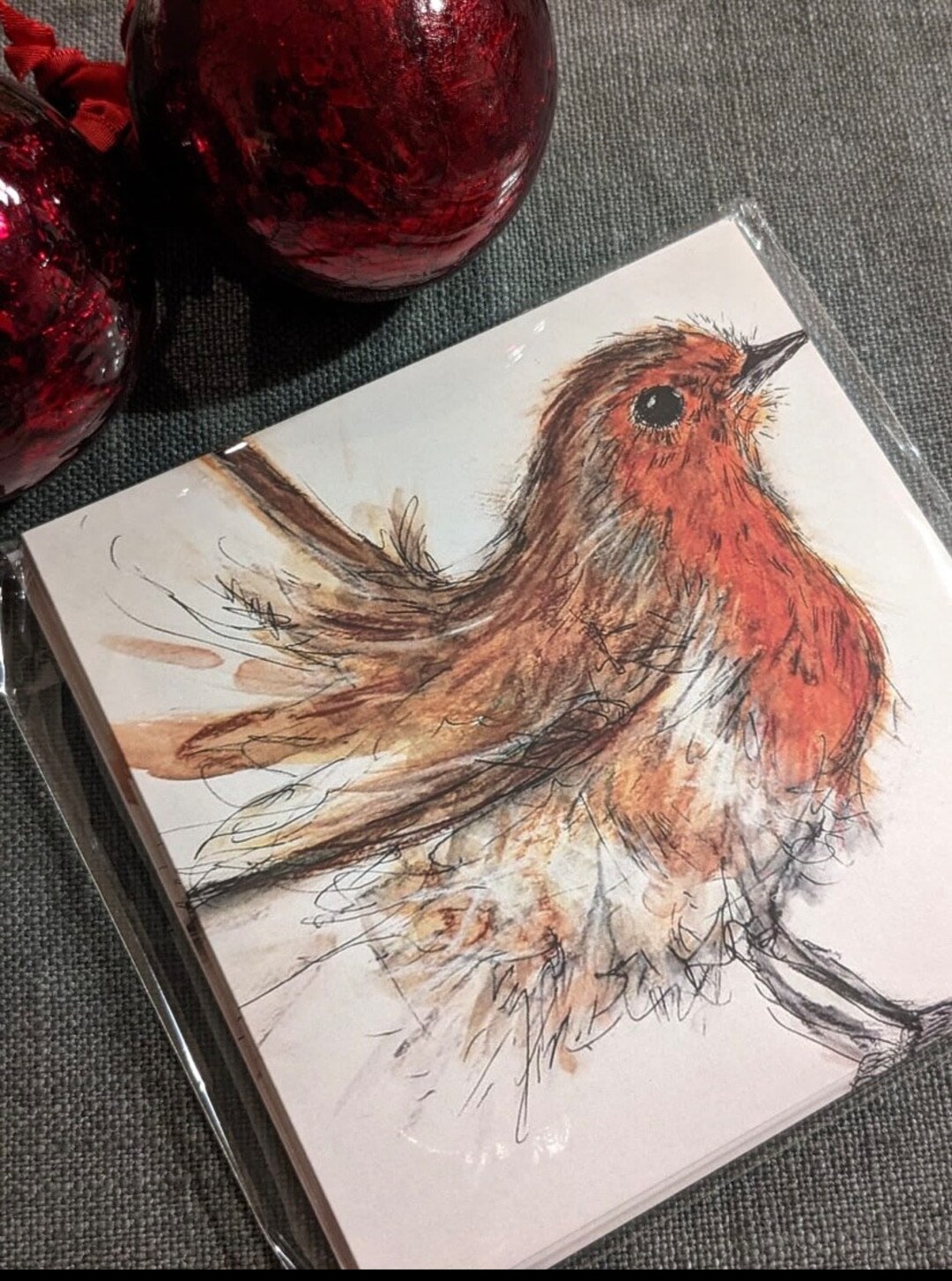 Pack of 6 X 'red' Robin Christmas Cards , Animal Themed, Holiday ...