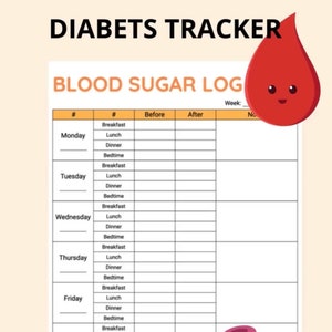 Weekly Diabetes Record PDF Printable Diabetes Tracker Sheet Insulin ...