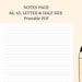 Lined Notes Template, Notes Page Printable, Note Taking, Notes Planner ...