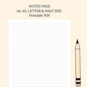 Lined Notes Template, Notes Page Printable, Note Taking, Notes Planner ...