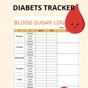 Weekly Diabetes Record PDF Printable Diabetes Tracker Sheet Insulin ...