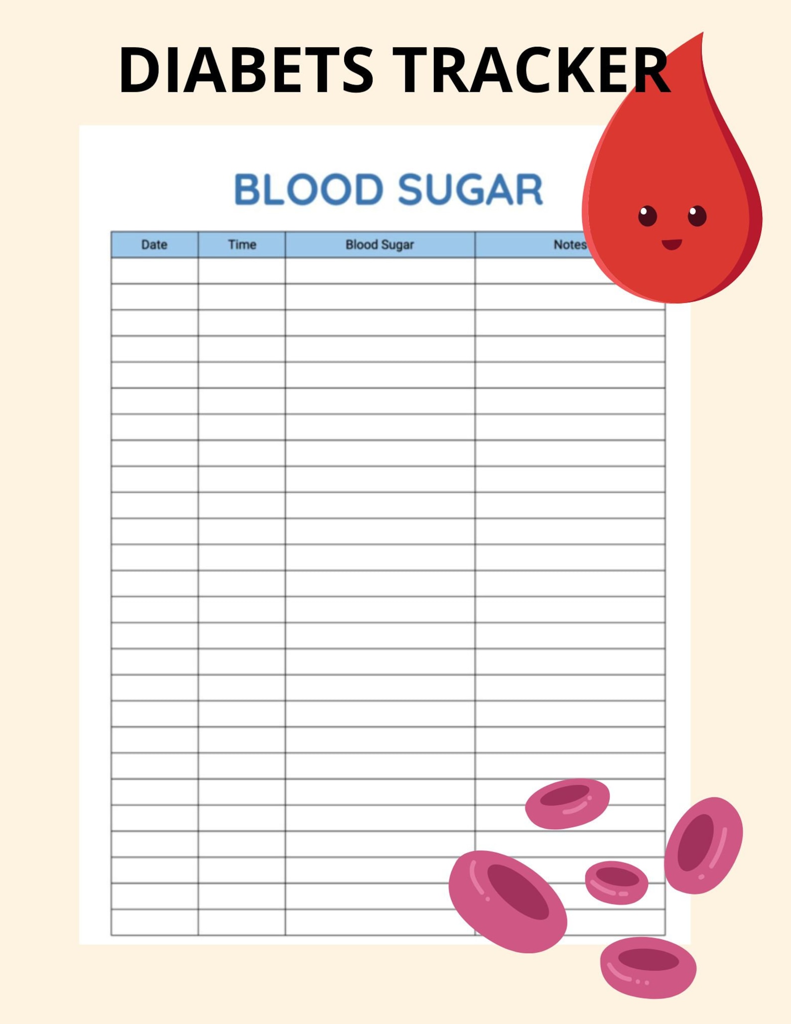Weekly Diabetes Record PDF Printable Diabetes Tracker Sheet Insulin ...