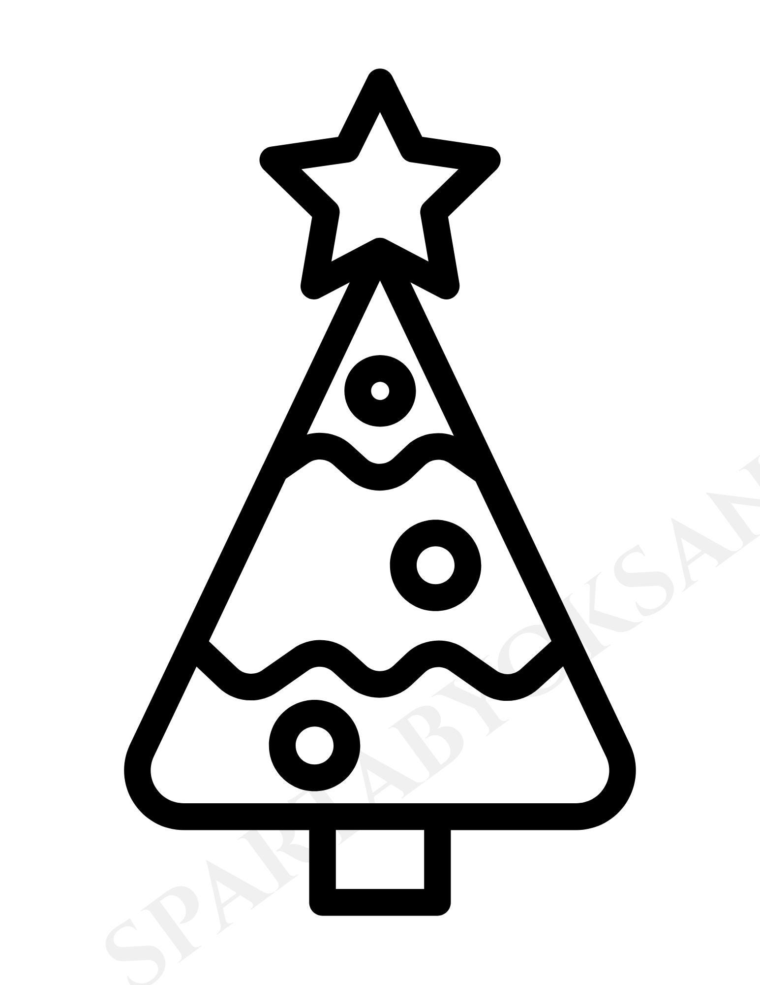 25 Christmas Tree Outline PDF-SVG Clipart Template, DIY Christmas Tree ...