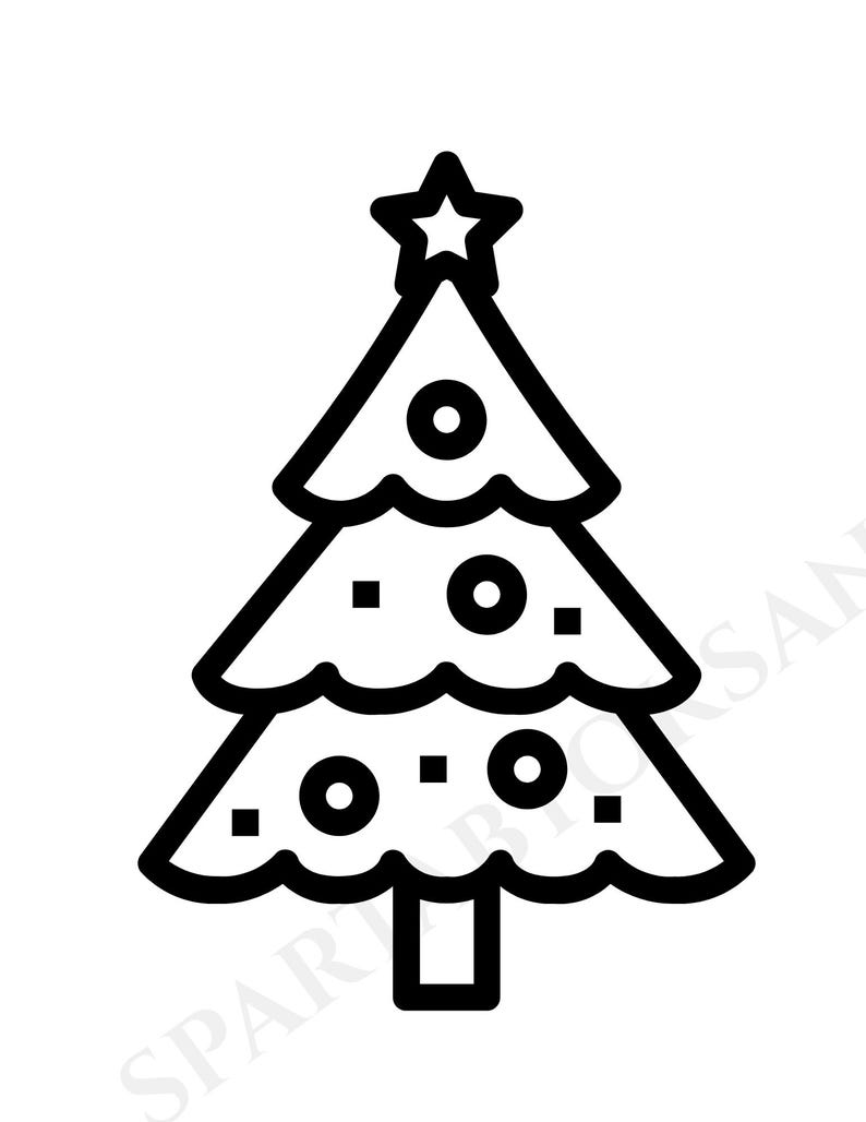 25 Christmas Tree Outline PDF-SVG Clipart Template, DIY Christmas Tree ...