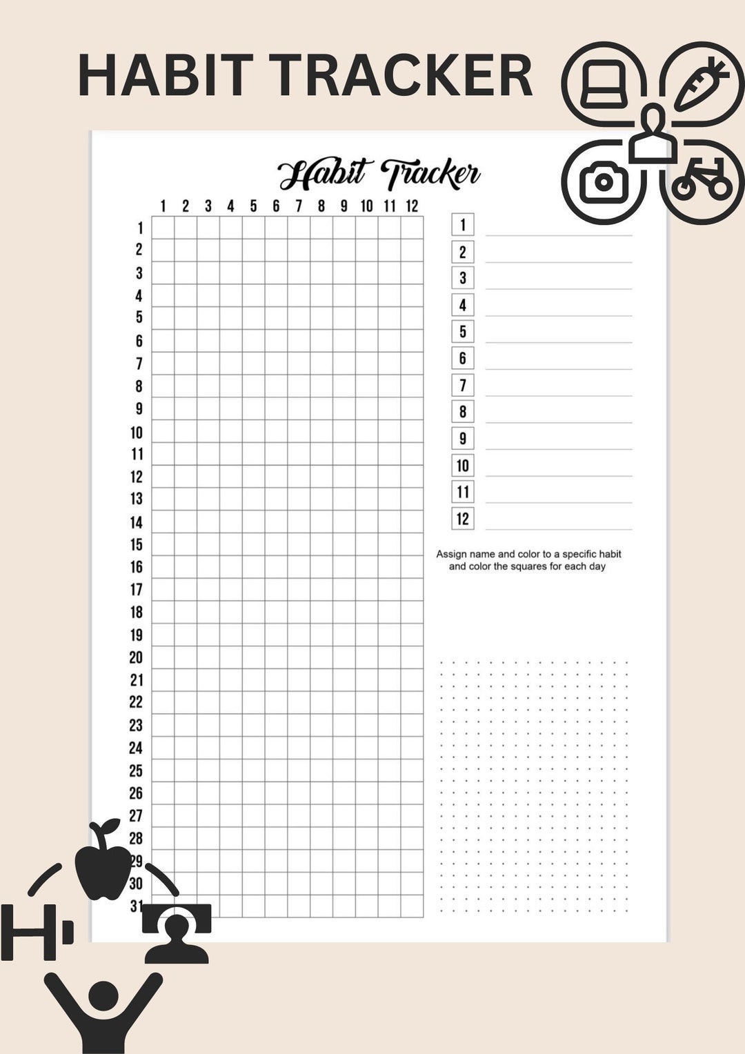 Customizable Habit Tracker Template| Daily, Weekly,monthly Tracker ...