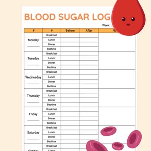 Weekly Diabetes Record PDF Printable Diabetes Tracker Sheet Insulin ...