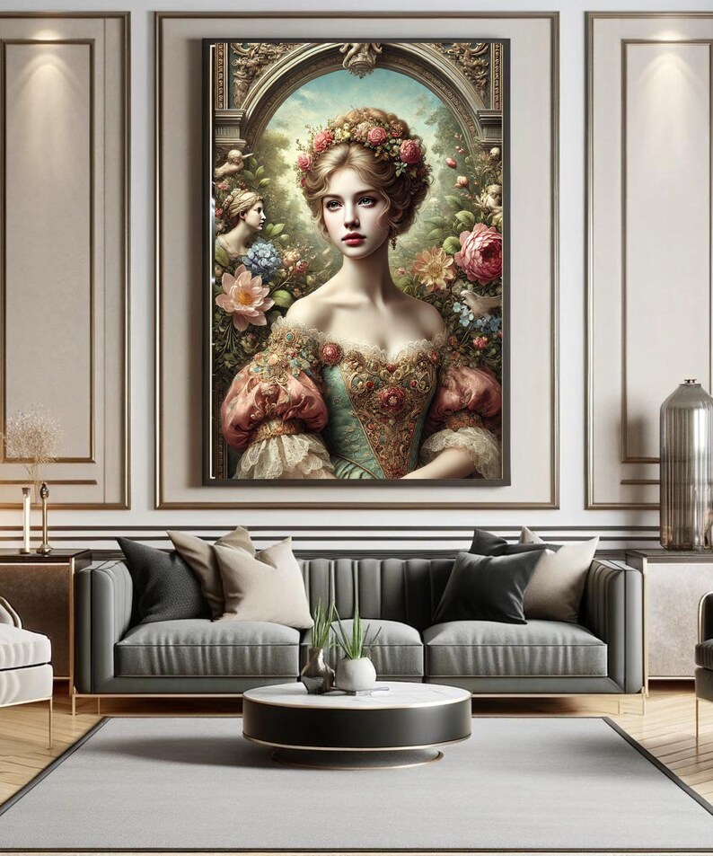 Renaissance Poster: Timeless Art of Classical Woman With Floral Beauty ...