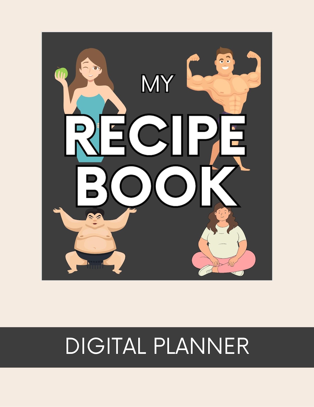Editable Digital Recipe Book Canva Template | Printable Cookbook for ...