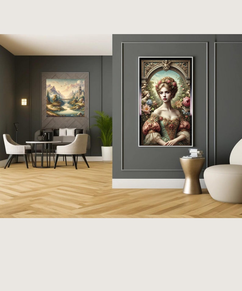 Renaissance Poster: Timeless Art of Classical Woman With Floral Beauty ...