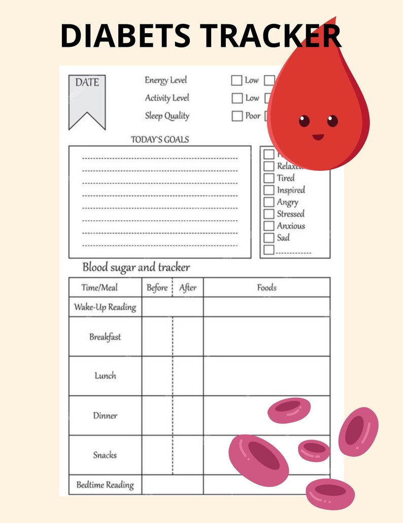 Weekly Diabetes Record PDF Printable Diabetes Tracker Sheet Insulin ...