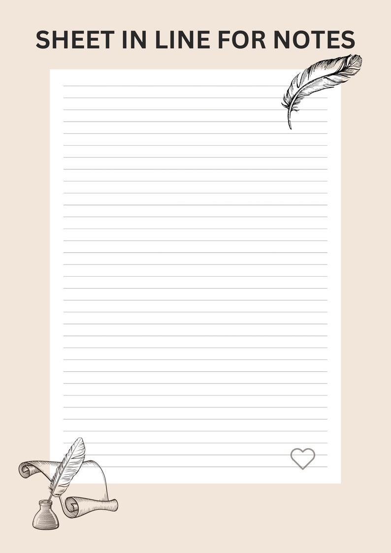 Lined Notes Template, Notes Page Printable, Note Taking, Notes Planner ...