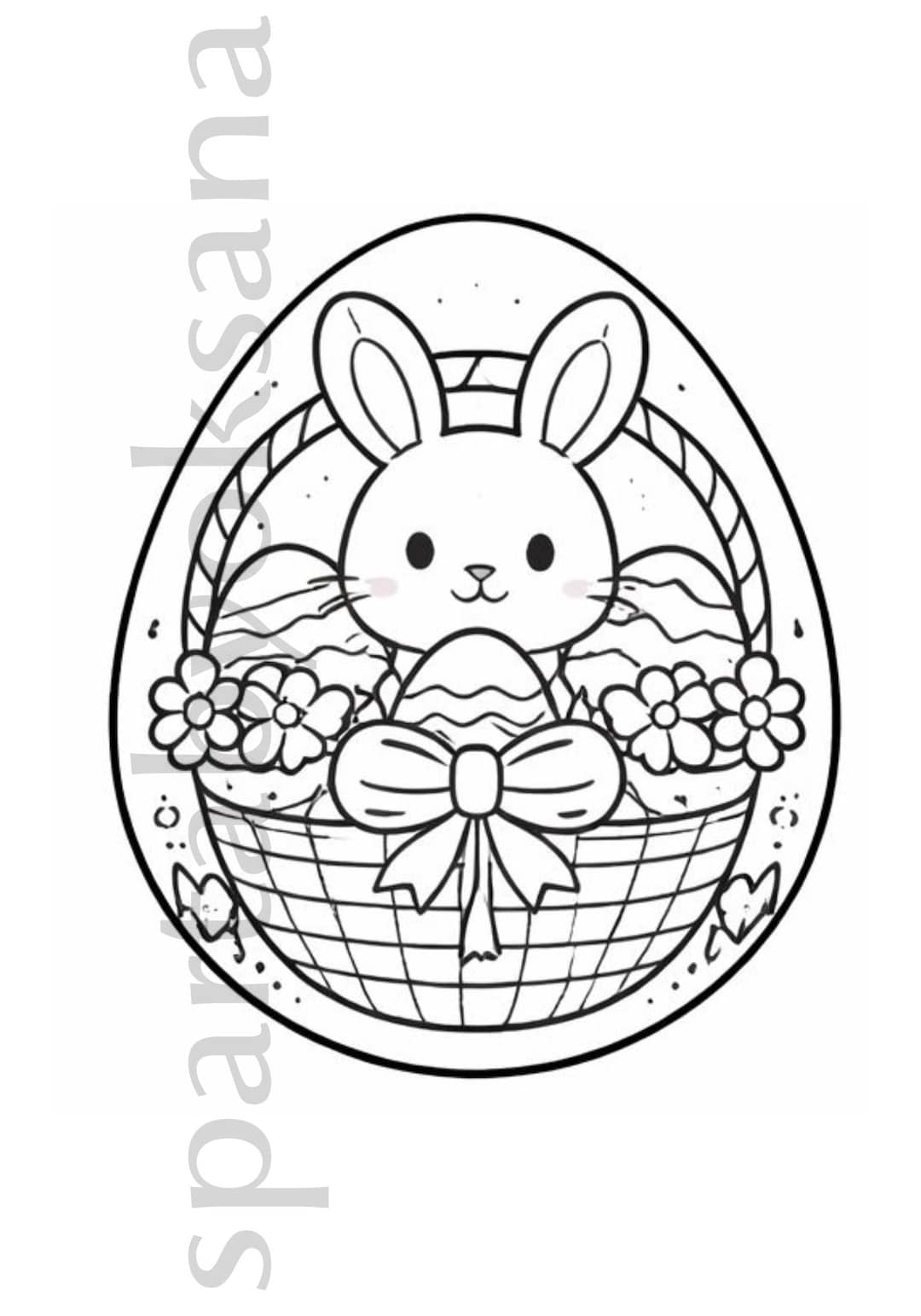 Printable Easter Basket Coloring Page Bunny Egg Craft Template Toddler ...