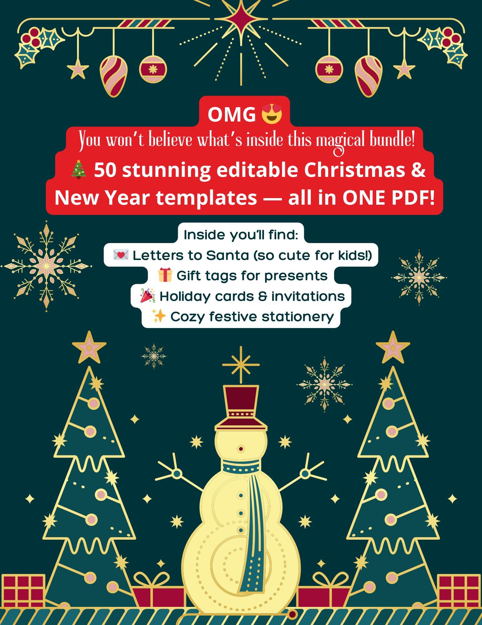 50 Editable Christmas & New Year Templates PDF | Letters to Santa, Gift ...