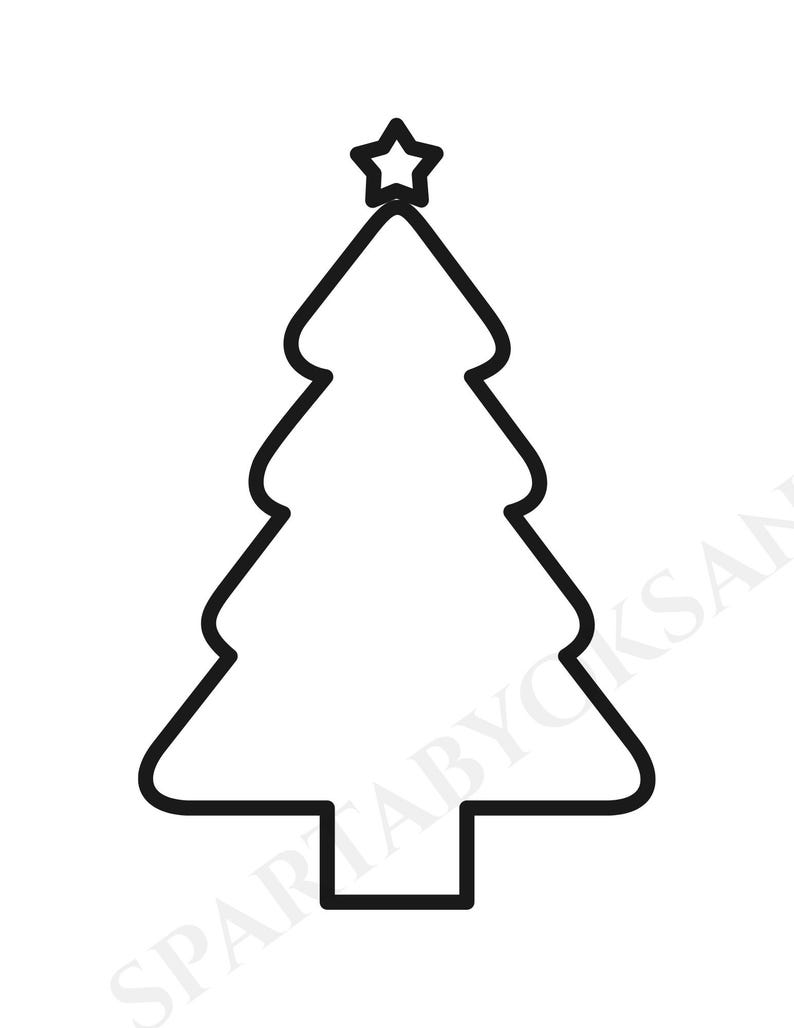 25 Christmas Tree Outline PDF-SVG Clipart Template, DIY Christmas Tree ...