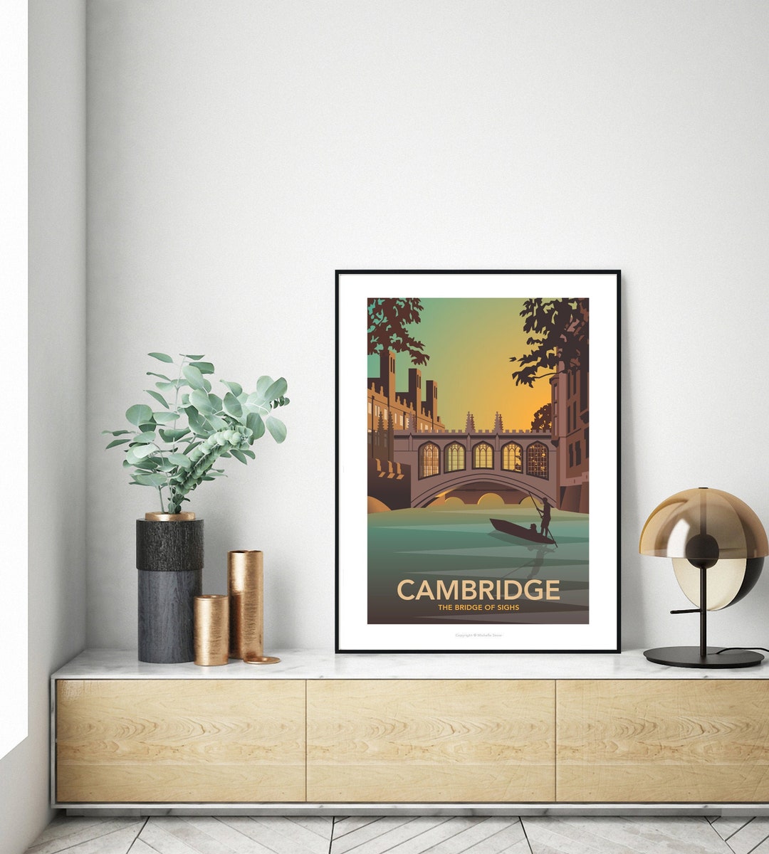 Travel Poster - the Bridge of Sighs, Cambridge, England, United Kingdom ...