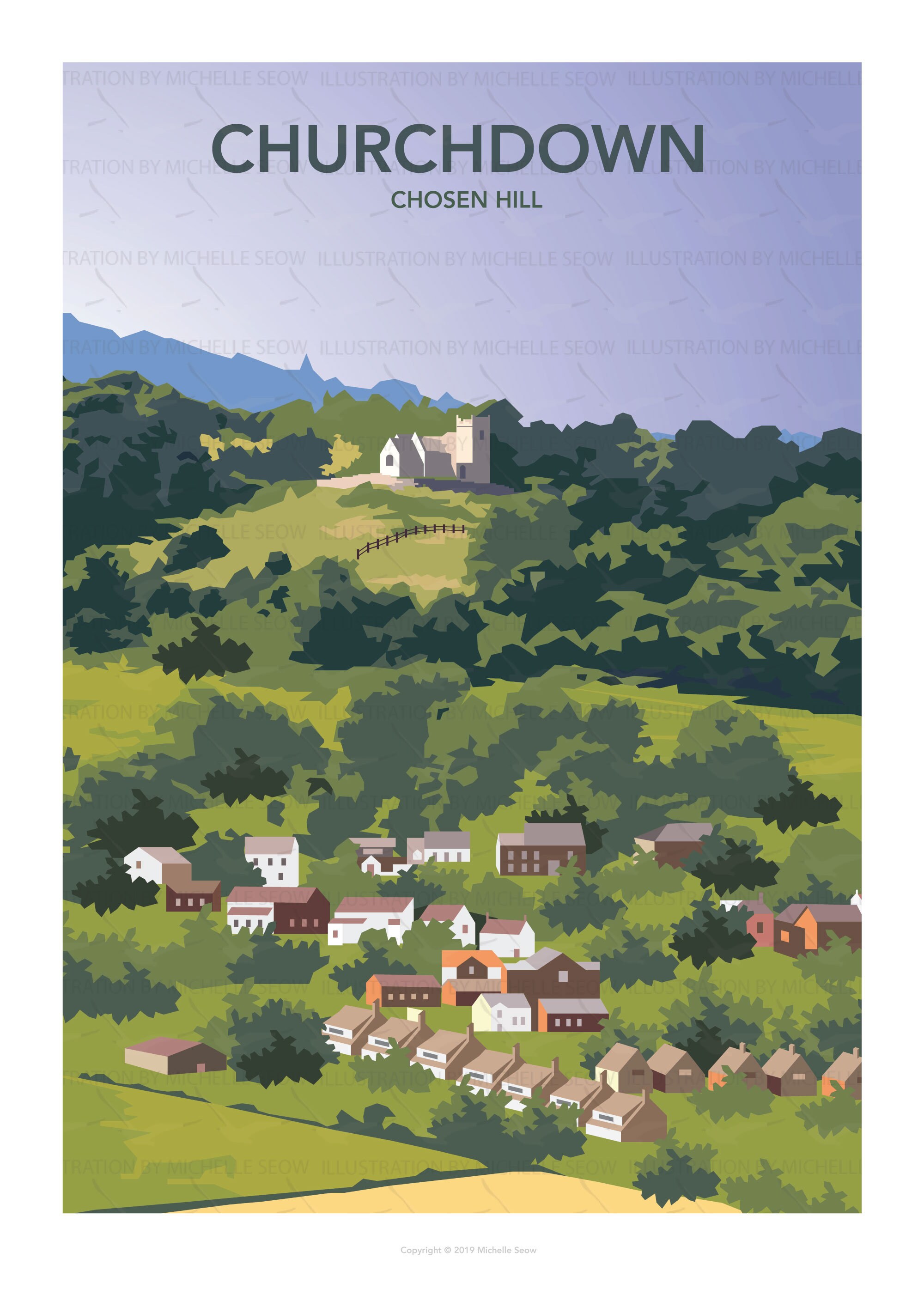 Travel Poster Churchdown Tewkesbury Gloucestershire - Etsy UK