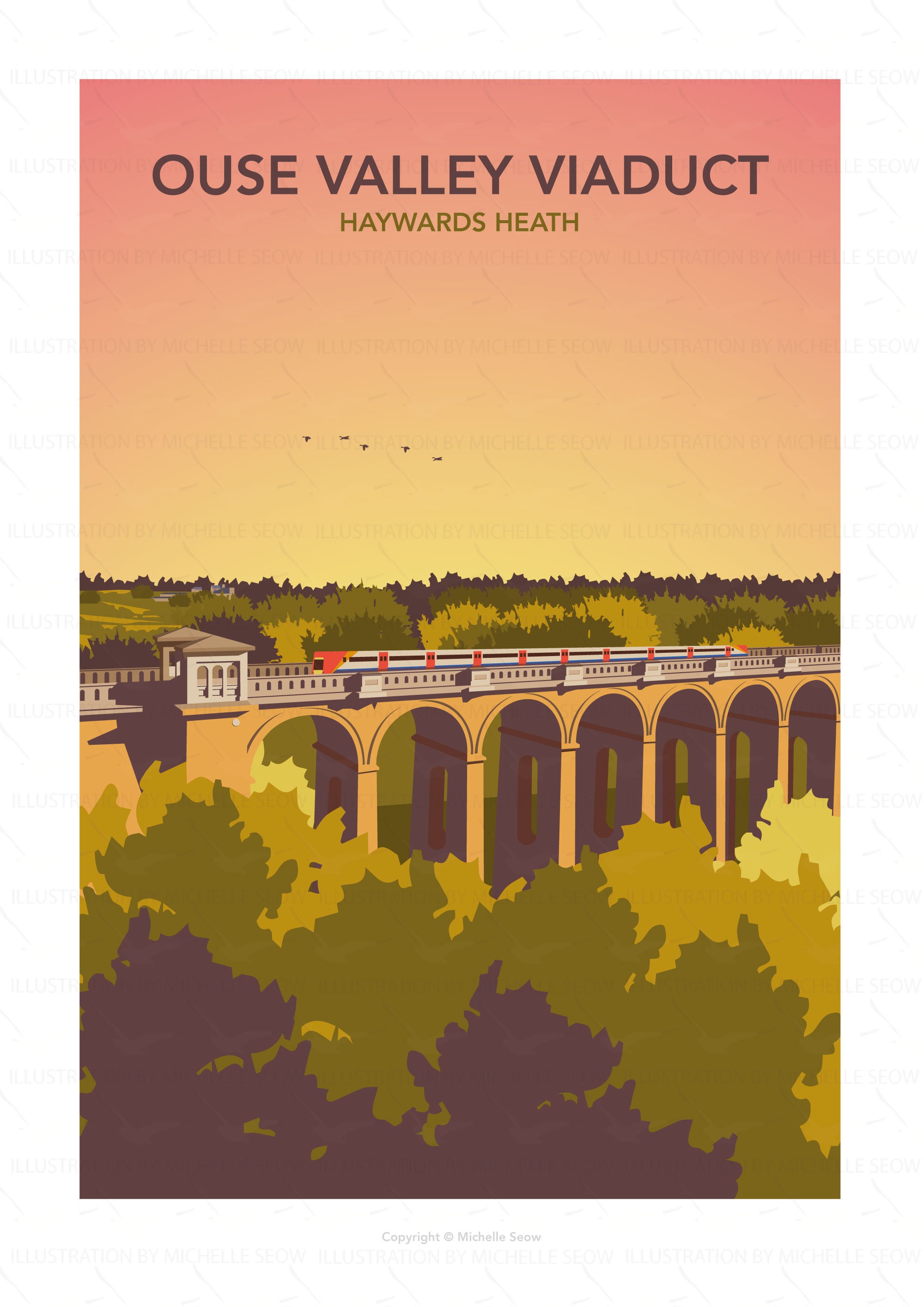 Travel Poster - Ouse Valley Viaduct Bridge, Balcombe, Haywards Heath ...