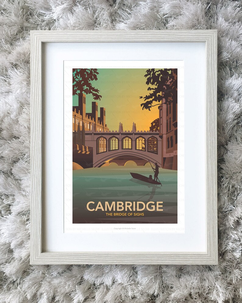 Travel Poster - the Bridge of Sighs, Cambridge, England, United Kingdom ...