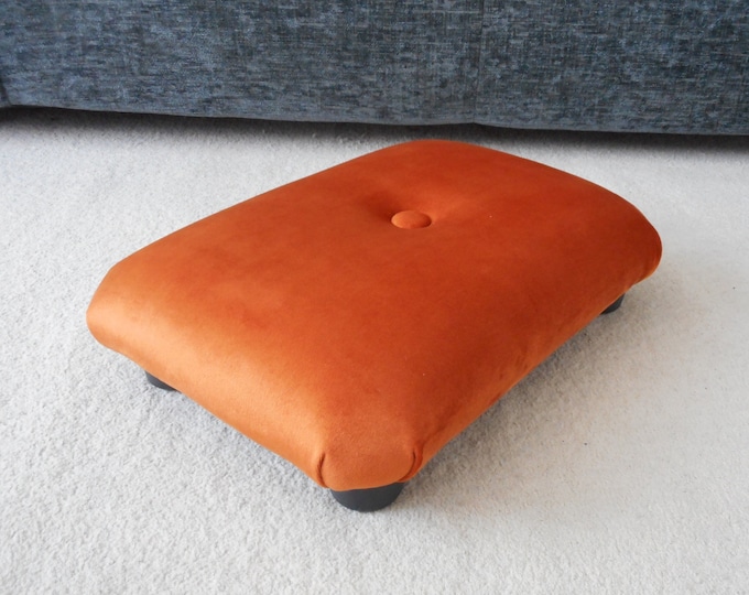 ORANGE VELVET Little Stool Under Desk for the Office / 9-10 Cm Height ...