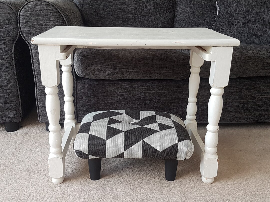 Small Footstool in Geometric Figures Fabrics / Small Foot Stool ...