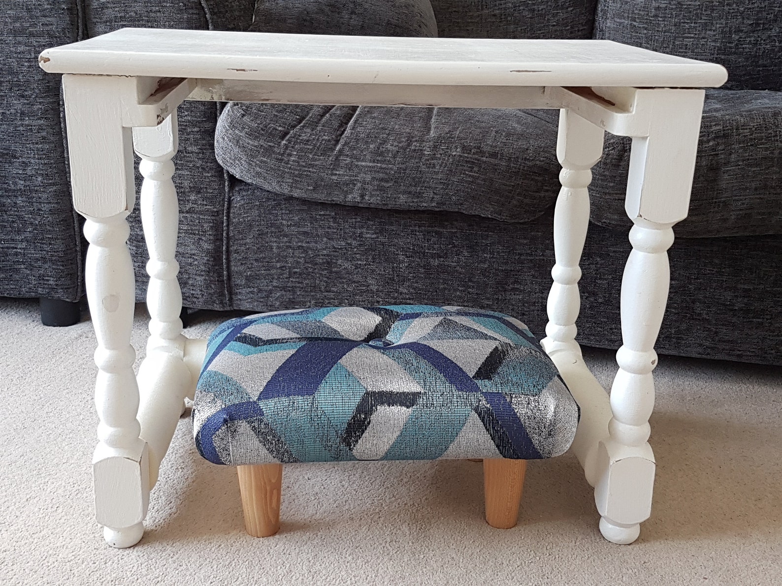 Handmade Buttoned Footstool: Unique Upholstered Ottoman (19cm) - Etsy