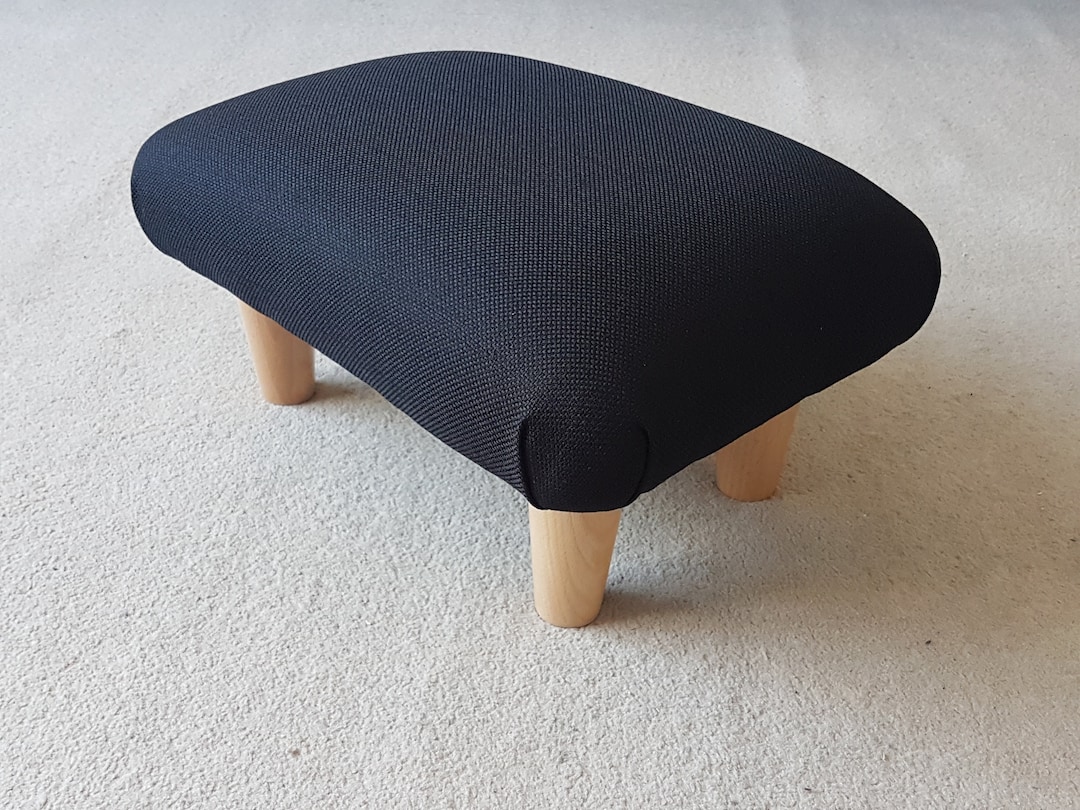 Black Small Plain Footstool 20-30 Cm Height / Upholstered Foot Stool ...