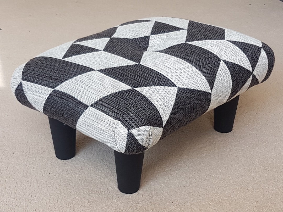 Small Footstool in Geometric Figures Fabrics / Small Foot Stool ...