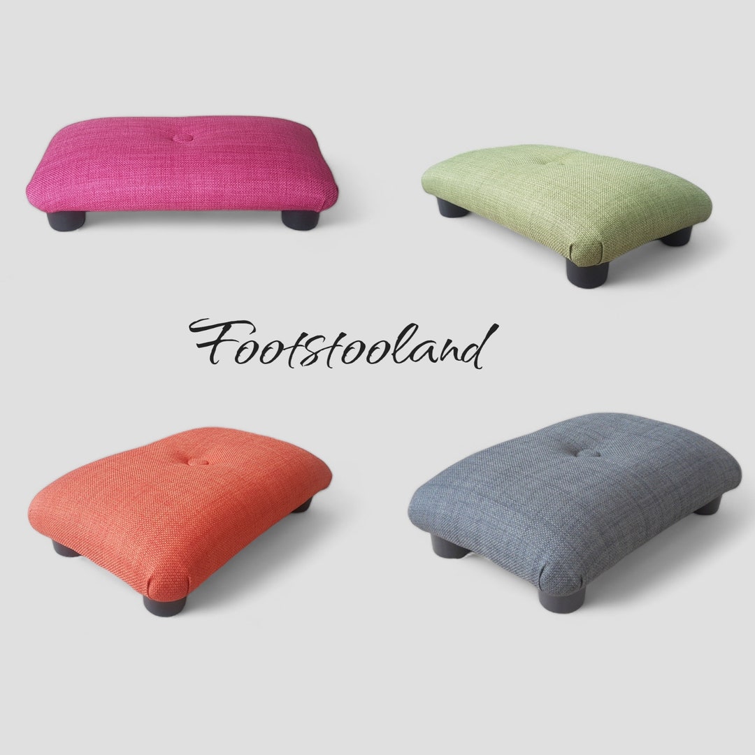 Handmade Low Footstool: Little Buttoned Under Desk Footrest With ...