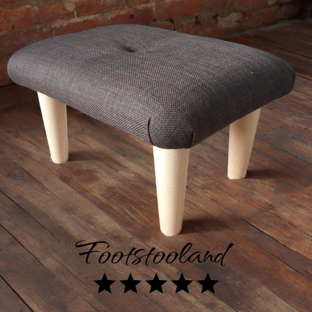 Chocolate Brown Stool 10-26 Cm Small Footstool With BUTTON and Wooden ...