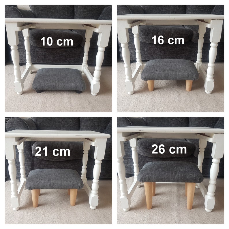 Upholstered Footstool: Small Linen Look Ottoman With Wood Legs. SD - Etsy