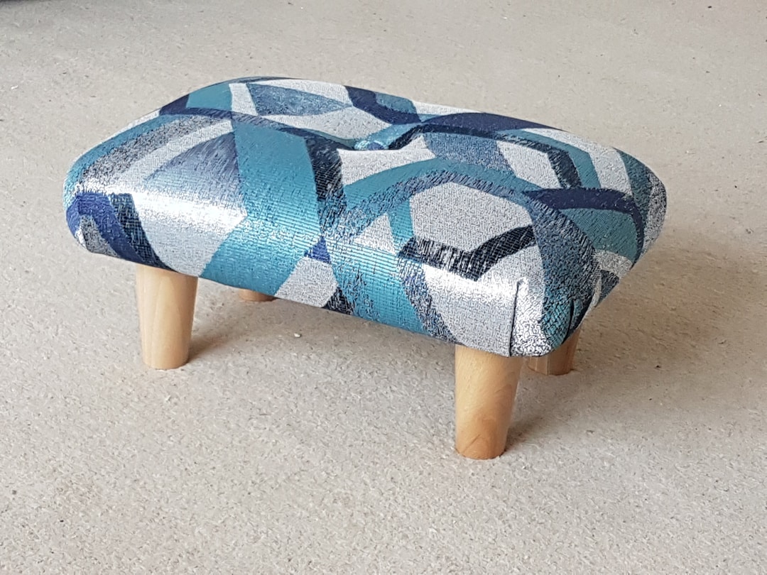 Small Low Footstool 19 Cm Height / Buttoned Unique Small Foot Stool ...