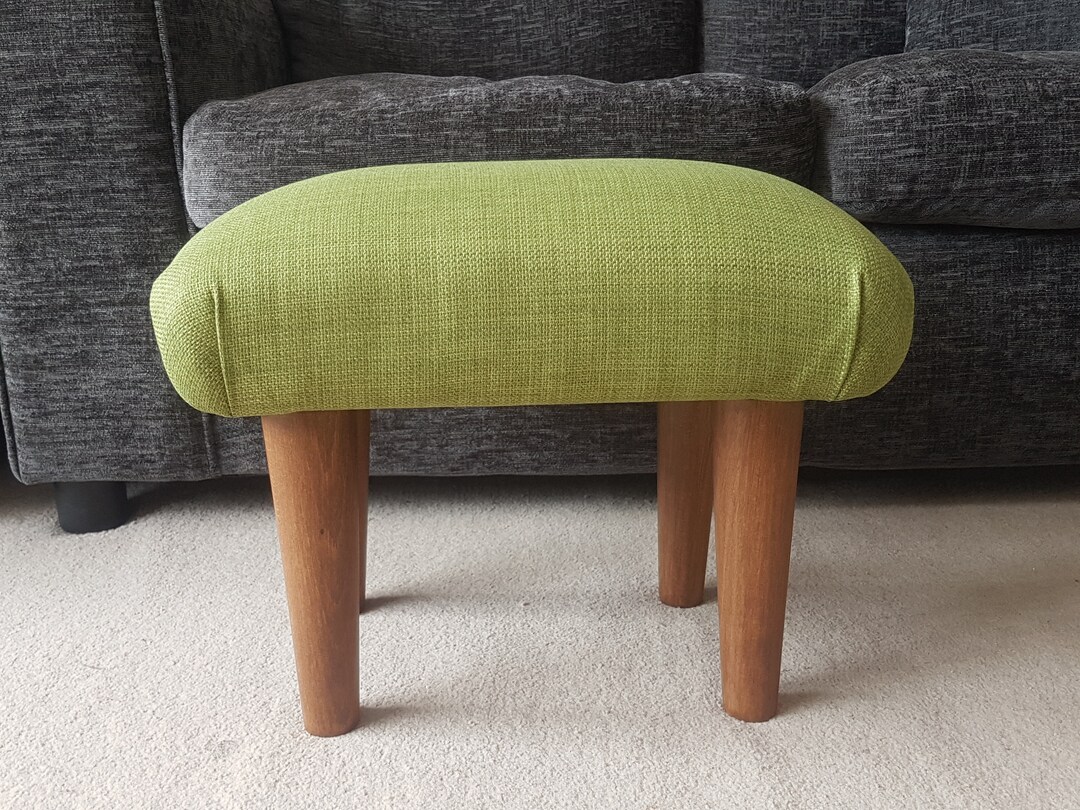 NEW Lime GREEN Plain 19-29 Cm Tall Small Foot Stool With Wooden Legs ...