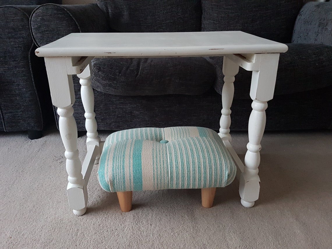 Unique Patchwork Small Footstool With Wooden Feet / Buttoned - Etsy UK