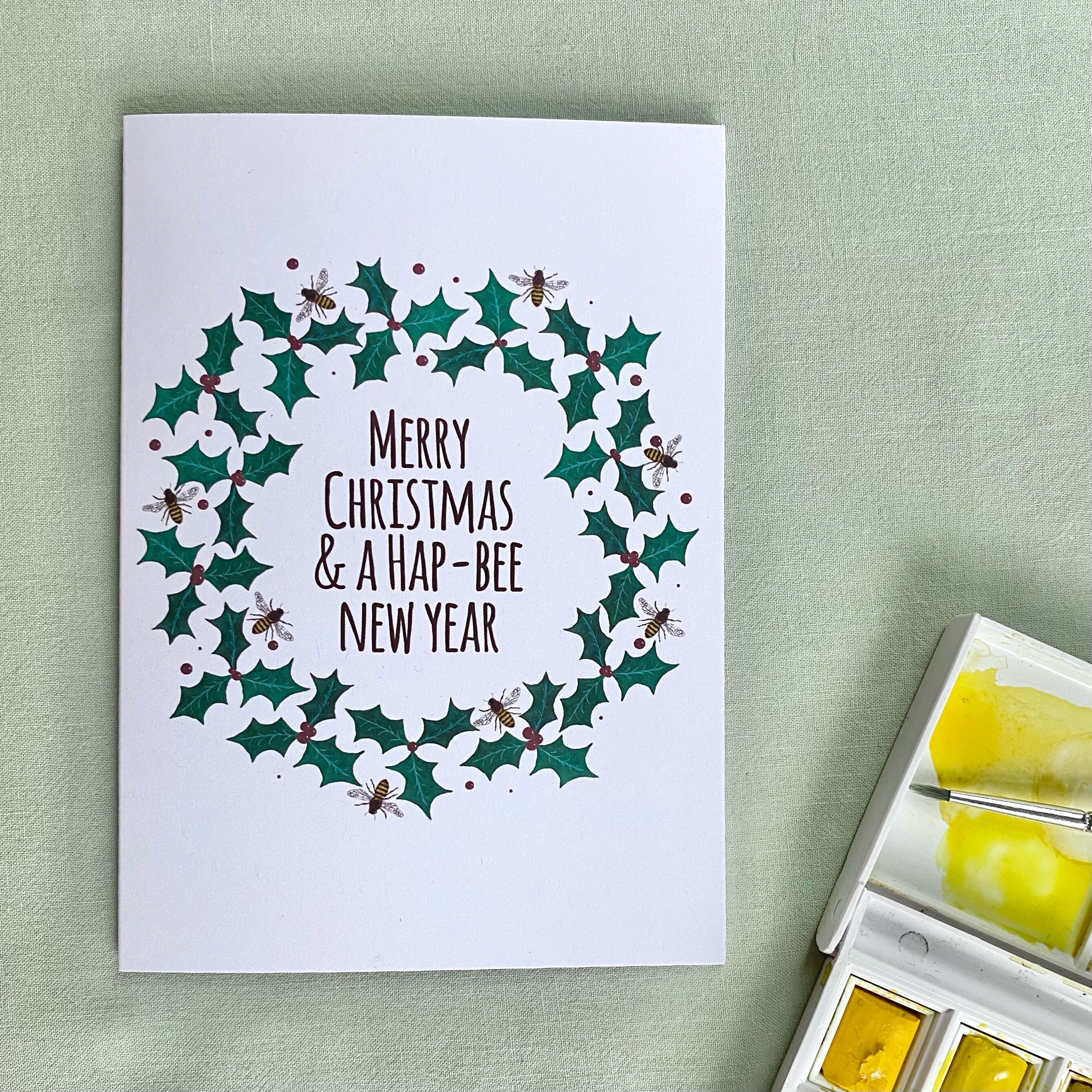 PACK OF 6 - Honey Bee Themed Christmas Cards - Etsy