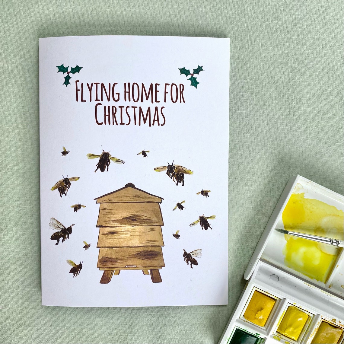 PACK OF 6 - Honey Bee Themed Christmas Cards - Etsy