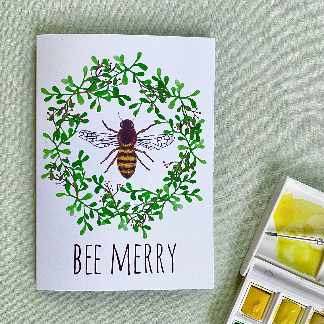 PACK OF 6 - Honey Bee Themed Christmas Cards - Etsy