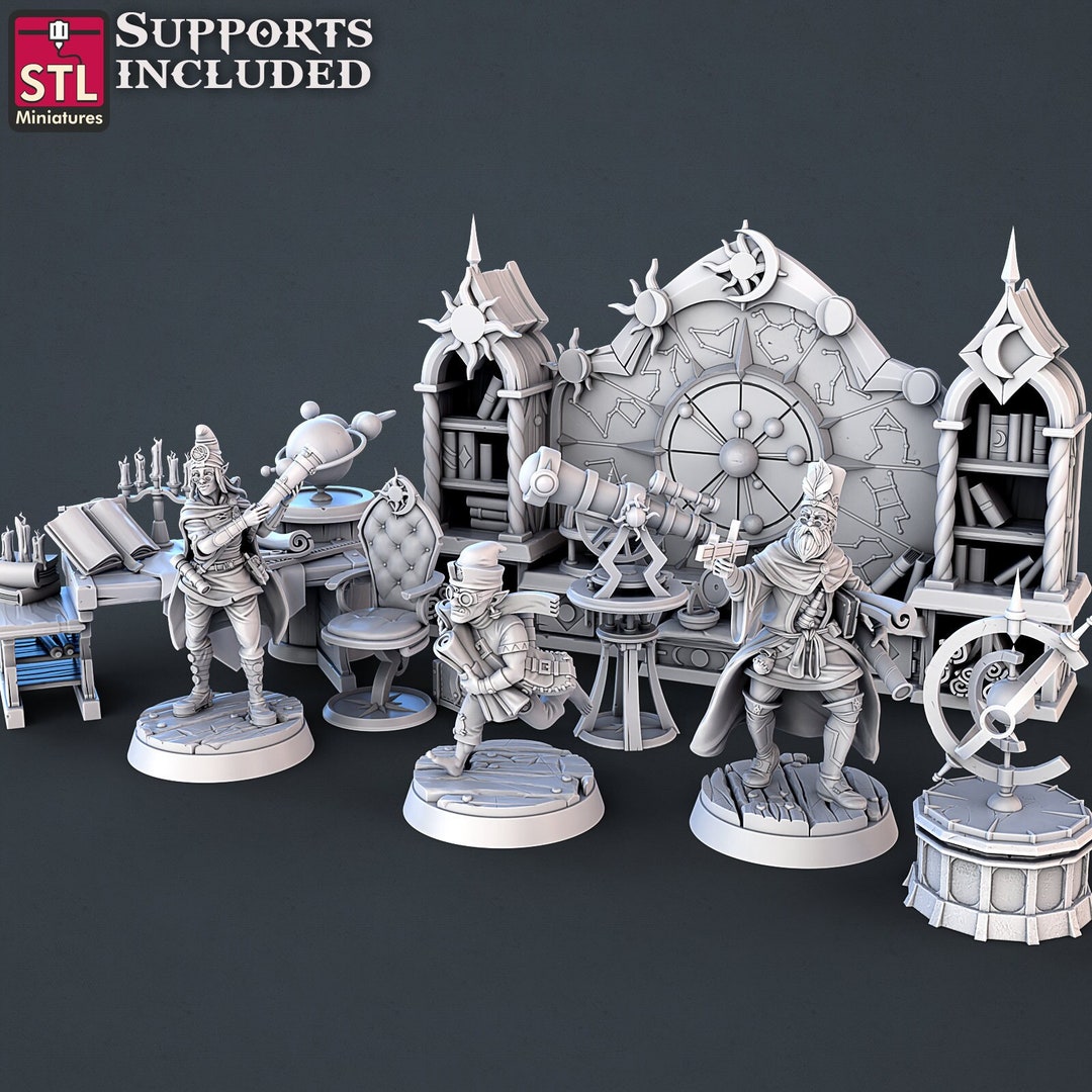 Astronomer's Tower Terrain, Library Scenery Pack, Scholar's Study STL ...