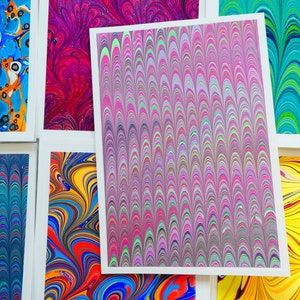 Pack of 5 Assorted Hand Marbled Cards - Etsy