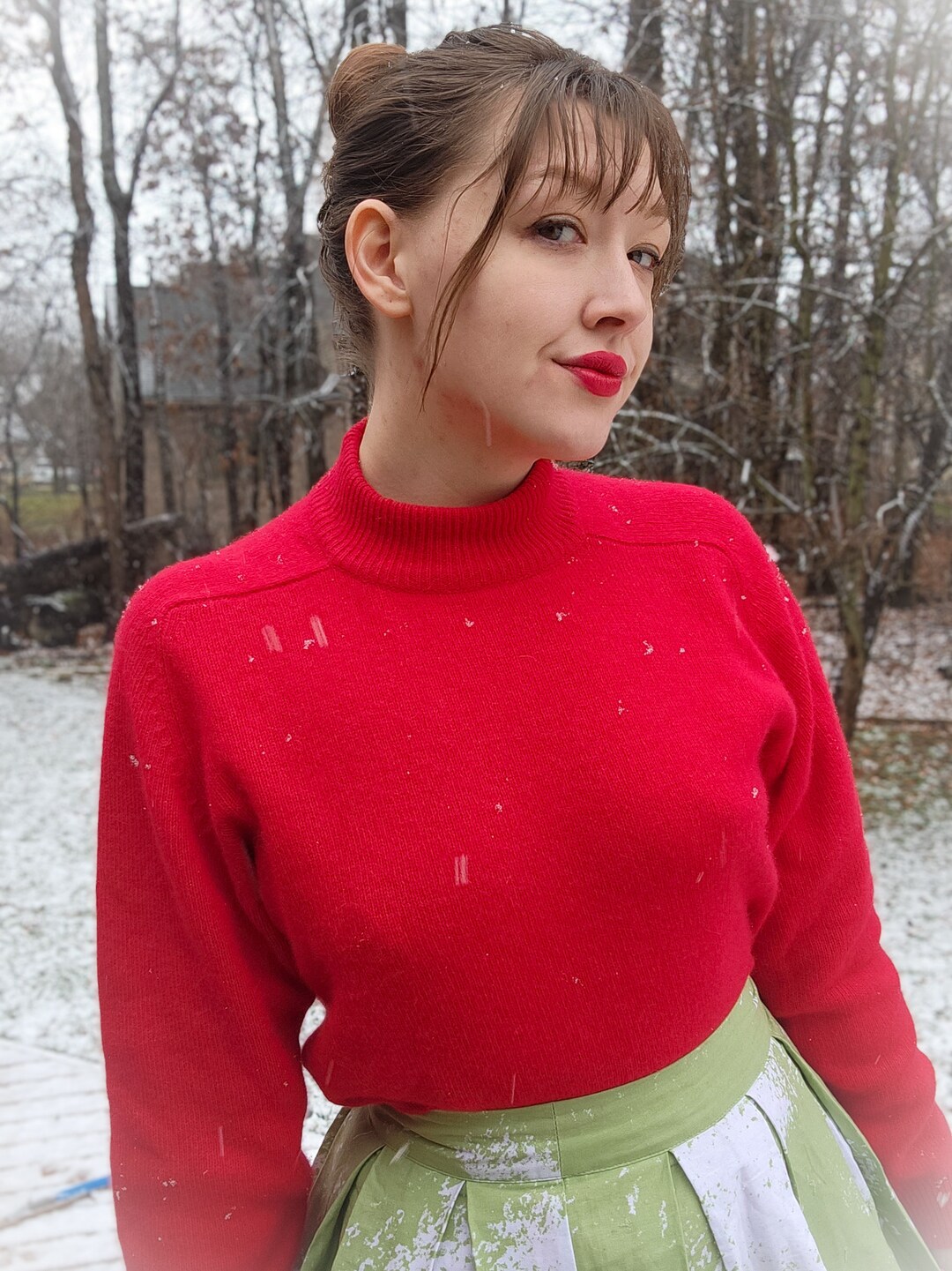 Scarlett Red Vintage 70s Turtle Neck Sweater. Lord and - Etsy