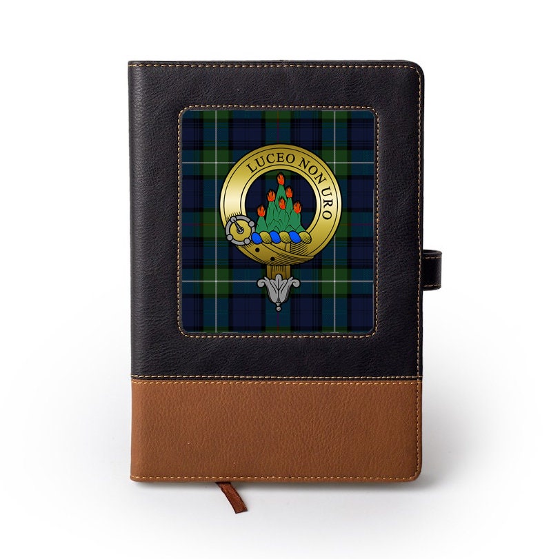 Scottish Clan Tartan Crest Black & Tan Journal - PU Leather Diary ...