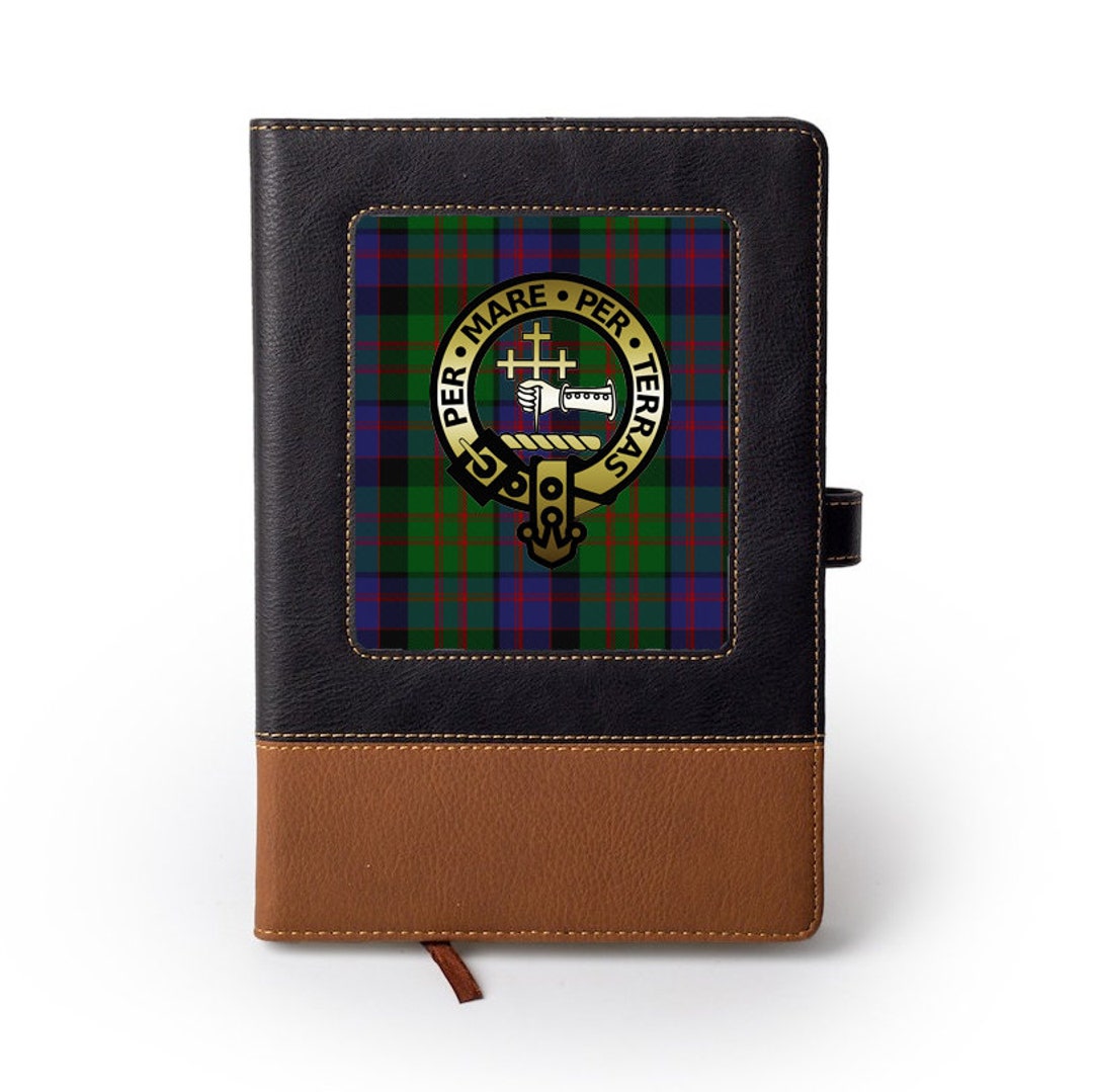 Scottish Clan Tartan Crest Black & Tan Journal - PU Leather Diary ...
