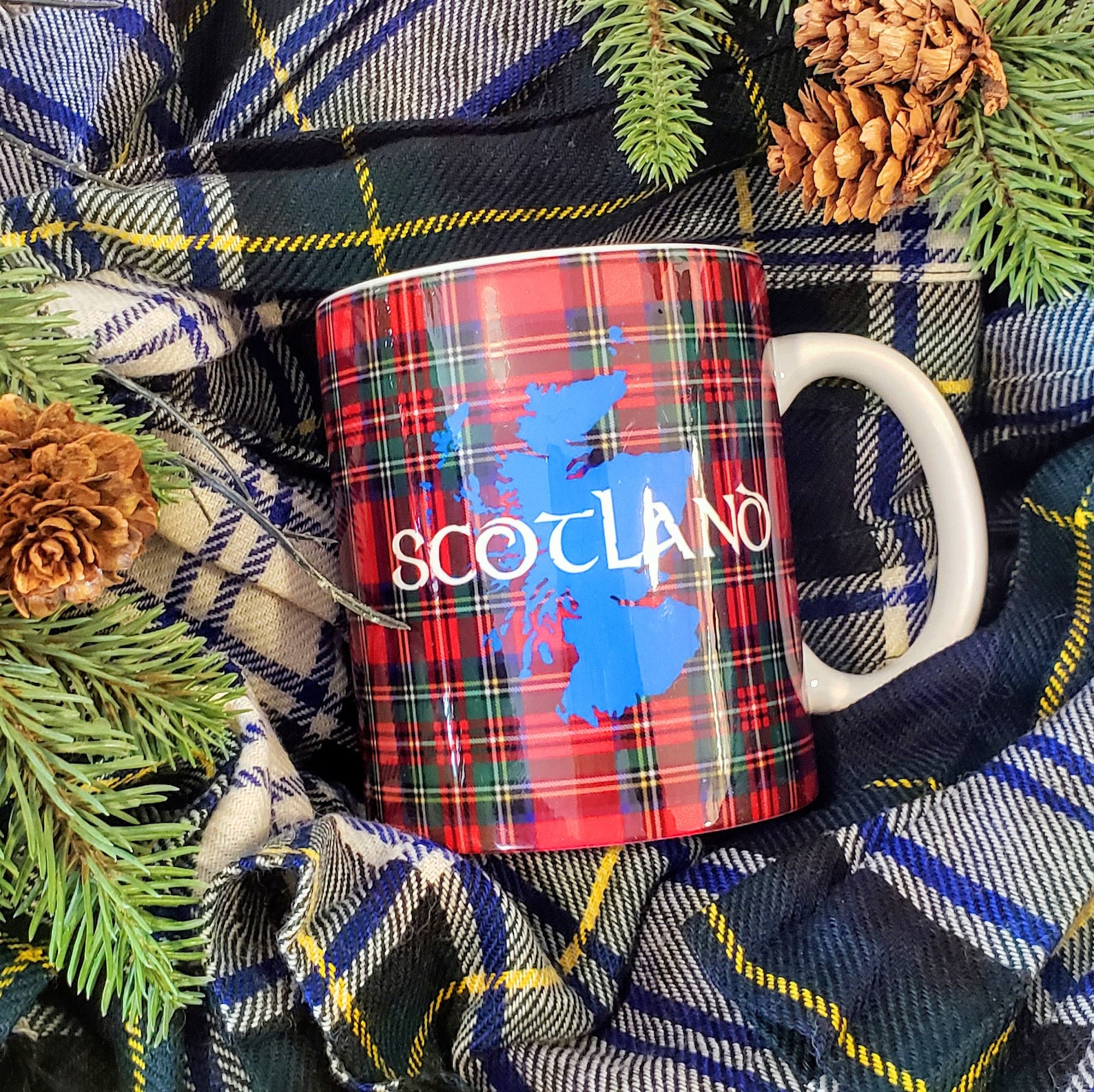 Scotland Plaid Ceramic Mug Red Scottish Tartan Coffee Tea | Etsy