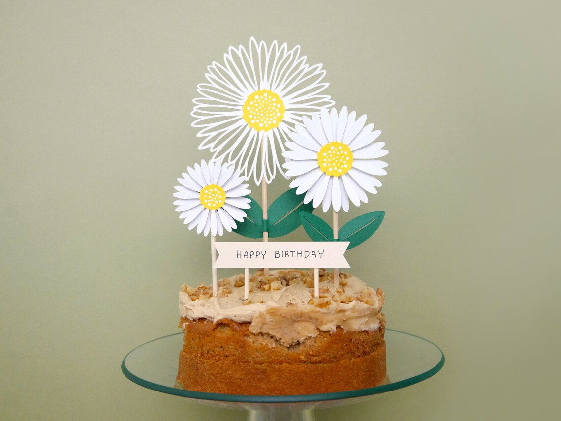 Daisy Cake Topper for Mothers Day Flower Power Cake Decoration 70s ...
