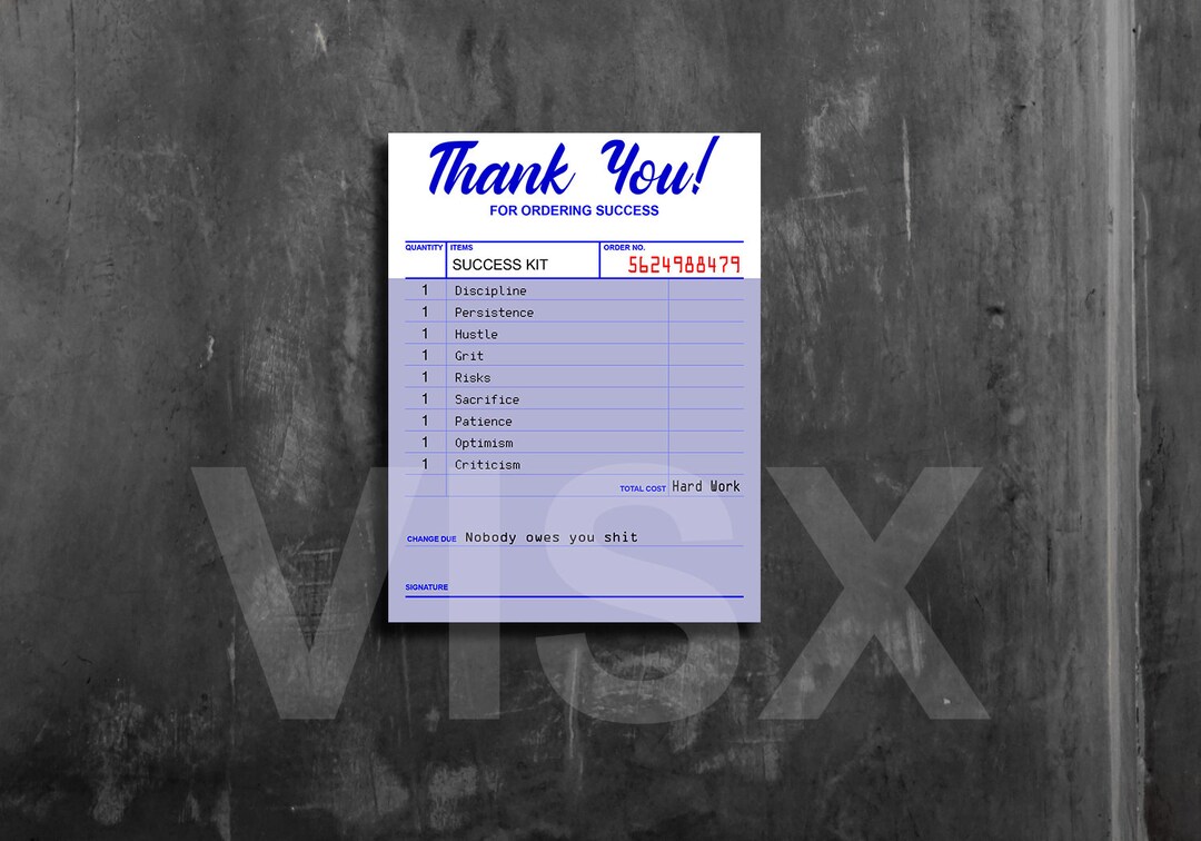 Thank You Receipt Canvas or POSTER Print Quote Verb Definition Hustle ...