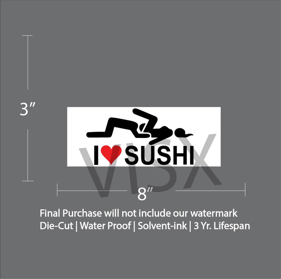I Love Sushi Bumper Sticker Interior Exterior JDM Weatherproof - Etsy ...
