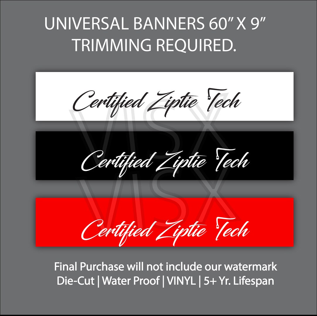 Certificado Zip Tie Tech parabrisas Banner Pegatina JDM Resistente a la ...