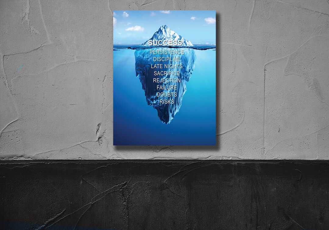 Success Iceberg Motivational Canvas or POSTER Print Hustle Humble Home ...